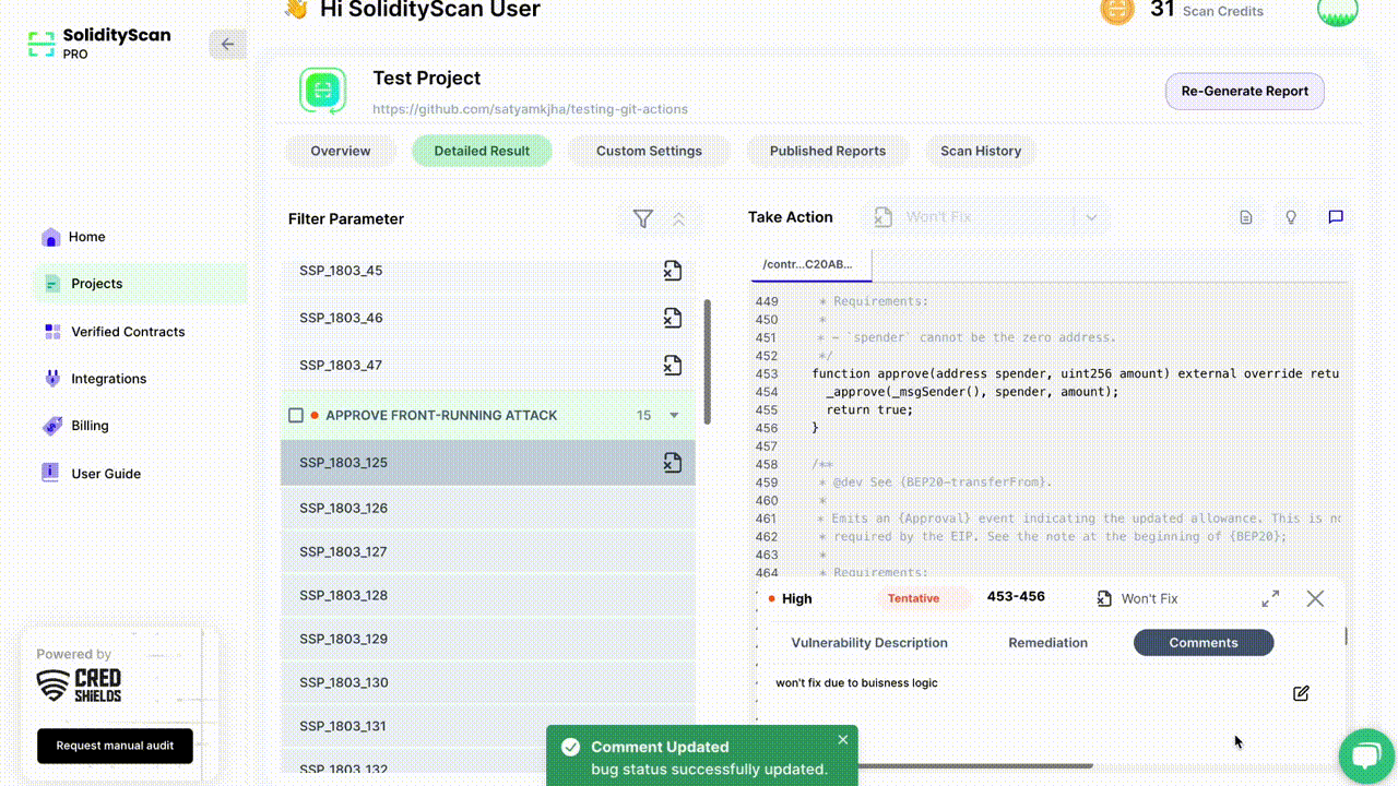 Scan a Project - Solidity Scan Docs